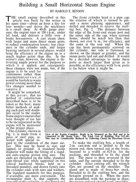 Popular Mechanics Plans-Small Horizontal Steam Engine | PDF | Piston ...