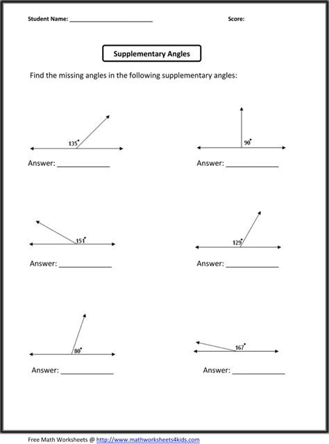 Image result for Finding Complementary Angles Answer Key
