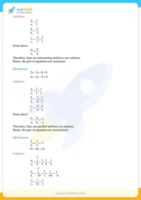 Image result for Class 10 Chapter 3 Maths Consistent Inconsistent Table