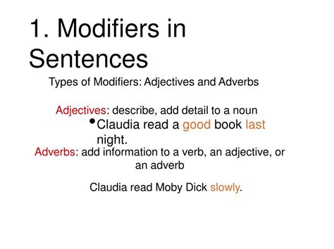 Image result for Modifiers in Sentences