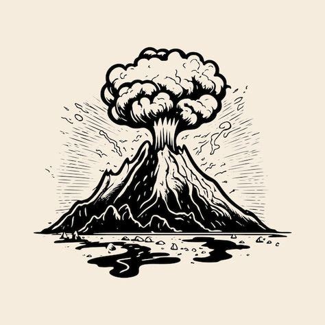 Volcano Eruption Drawing