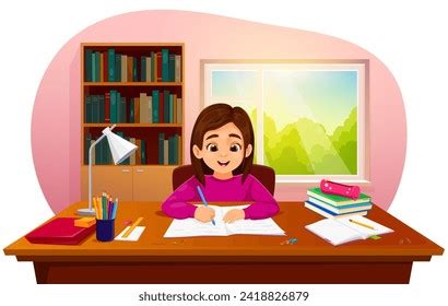 Cartoon Boy Kid Makes Homework Funny Stock Vector (Royalty Free ...