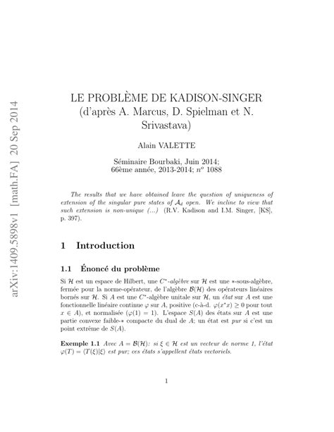 Image result for Kadison-Singer Problem