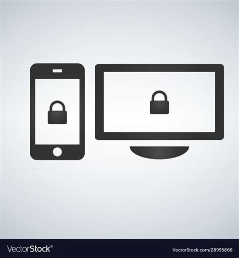 Security computer and phone lock icon isolated Vector Image