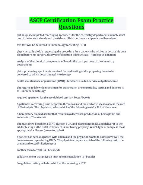 Image result for ASCP Practice Test