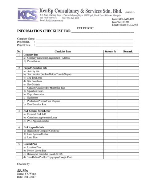 Image result for PAT Testing Checklist Template