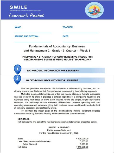 Image result for Merchandising Income Statement Example
