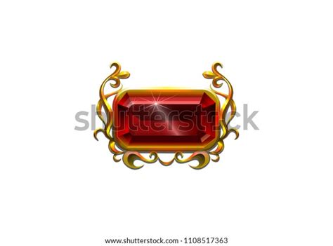 Realistic Golden Logo Ruby Gemstone Stock Vector (Royalty Free ...