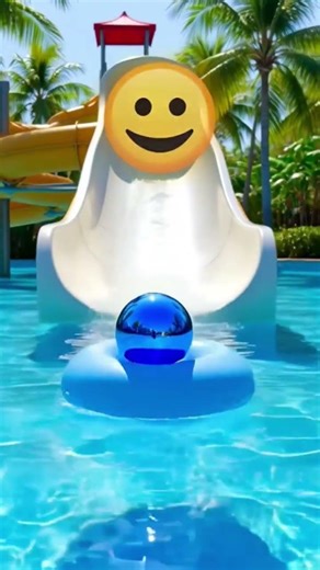 Water Park Marble Challenge 🌊 Blue Marble Pool Victory 🙂 #shorts#marblesrace