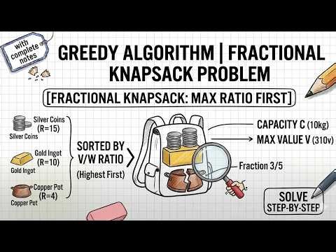 What is Greedy Algorithm ? Fractional Knapsack Problem Solved (Step-by-Step)