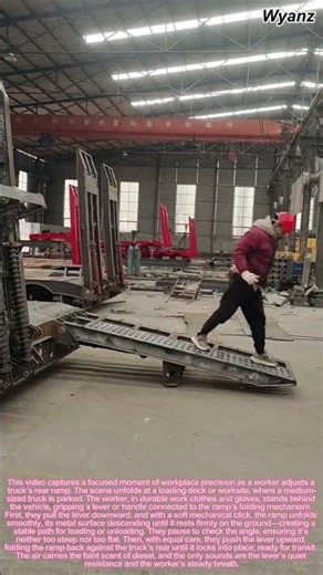 Truck Ramp Adjustment: Worker Lowering and Raising | Loading Process
