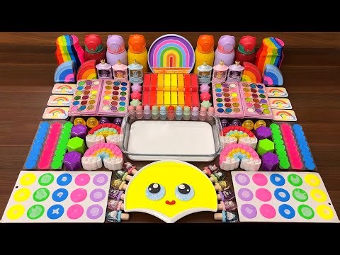 Slime Mixing Random Rainbow Charms Into Glossy Slime & Beads