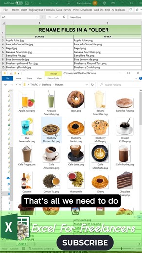 Rename hundreds of files in seconds—right from Excel. 🔁📂 This 1-minute VBA loop scans a folder, replaces file extensions (JPEG → PNG), renames the files automatically, and logs the old vs new names in Excel. No manual renaming. No mistakes. #ExcelVBA #ExcelAutomation #FileManagement #ExcelMacros #ExcelForFreelancers | Excel For Freelancers: AI SuperTools