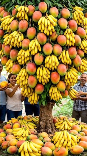 new and fast method how to grow and plant hybrid mango and banana fruit trees #garden #fruits #farm