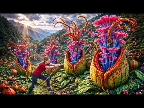 Shocking! Giant Carnivorous Flower Explodes With Rare Mushrooms | Secret Harvest Worth Millions