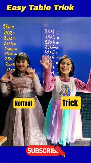 Table of 25 Easy trick| Normal vs Short trick | Maths trick #shorts #ytshorts #fun
