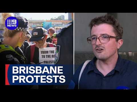 Protestors gather in Brisbane as pro-Palestinian advocate faced court | 9 News Australia