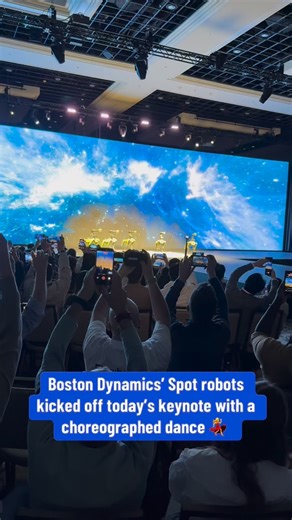 Watch @bostondynamicsofficial Spot robots do a choreographed dance at #CES2026 💃 | CNET