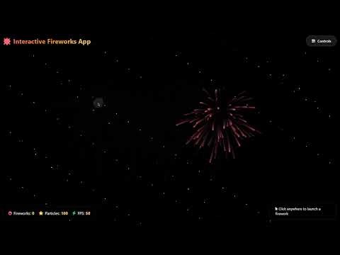 Interactive Fireworks Animation App Using HTML, CSS and JavaScript with Source Code