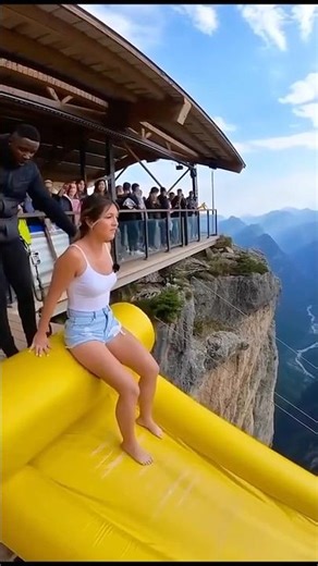 A Yellow Cliff Slide to a Blue Cliff Airbag — and a Moment when Girl Vanished #cliffactivity #rdswth