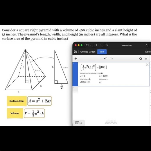 Digital SAT Math Hack: Pyramid Surface Area (Desmos Tutorial)