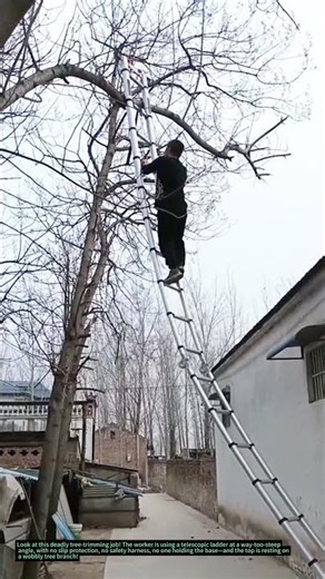 Always rest your ladder on rigid structures #Safety #LadderSafety #WorkSafety