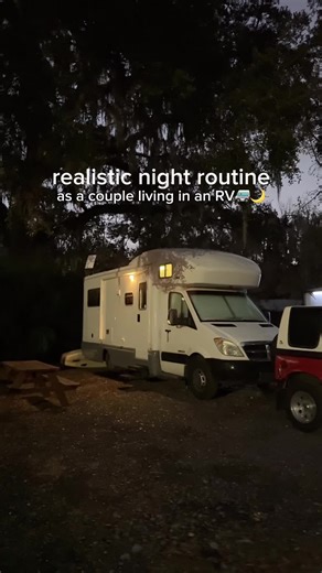 Our nightly routine living in an RV🚐🌙 #rvlife #rvliving #tinyliving #camping