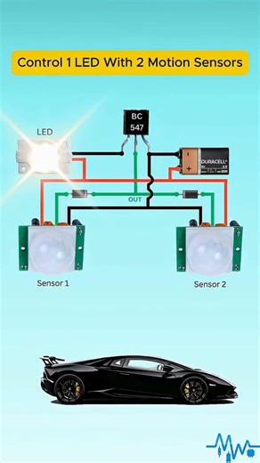 Control 1 LED with 2 Motion Sensors – Smart Motion LED Circuit #smartlight #robolights #smartled
