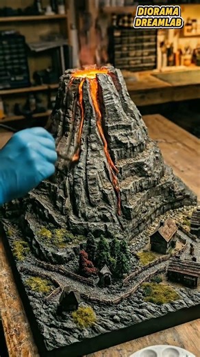 Building a Mini Volcano Eruption Diorama 🌋 (Insane Detail)