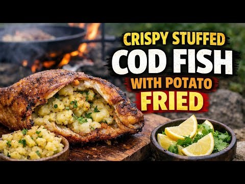 Crispy Fried Cod Fish Stuffed with Potatoes | Outdoor Cooking Recipe l