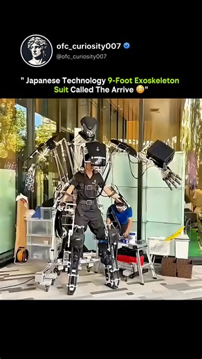 Knowledge Is Power on Instagram: "Japanese Technology: 9-Foot Exoskeleton Suit Called “The Arrive” Standing nearly nine feet tall, The Arrive exoskeleton looks like something from science fiction—but it’s real engineering. Designed in Japan, this powered suit amplifies human strength and reach, allowing operators to lift heavy loads, work at height, and reduce physical strain. Sensors detect natural body movement, while motors and hydraulics mirror actions smoothly and safely. Beyond spectacle, 