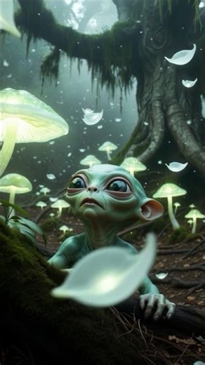 A Baby Alien Enters a Bioluminescent Forest.