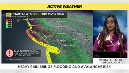 Heavy rain washing into BC as Pineapple Express arrives