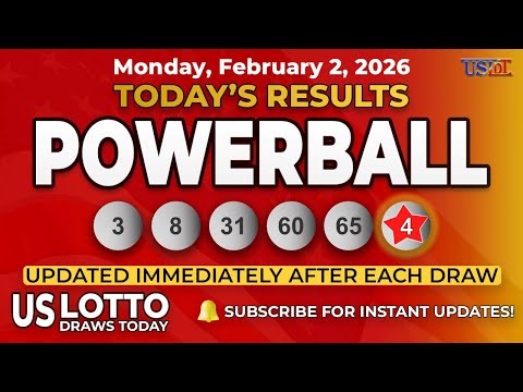 Powerball Results Today – Latest Winning Numbers for Monday, February 2, 2026