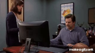 ron swanson Throw Computer in Trash Meme on Make a GIF