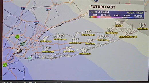 A lot of people say the Ecmwf (Euro) model is the best model. Here is the 6z model run, which is not always the best, but it shows a Wintry Mix and rain on Long Island Sunday evening. This is way forecasting a storm more than 3 days out is very difficult. With that people said as of now still watching threat of major snow. LOOK AT LOOP BELOW SEE THE MIX AND RAIN. NEXT MODEL RUN FOR EURO IS OUT BY 2PM. | News12 Long Island Meteorologist Rich Hoffman