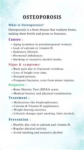 Osteoporosis , causes , sign and symptoms , treatment | bsc nursing #osteoporosis