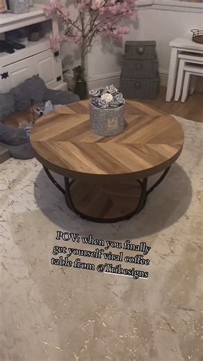 Stylish Round Industrial Coffee Table from Tribesigns