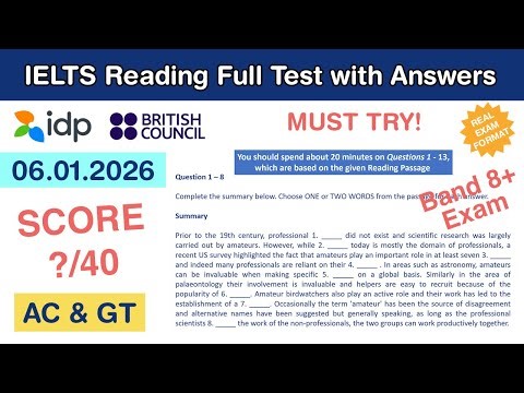 IELTS Reading Practice Test with Answers 06.01.2026 - Test #119