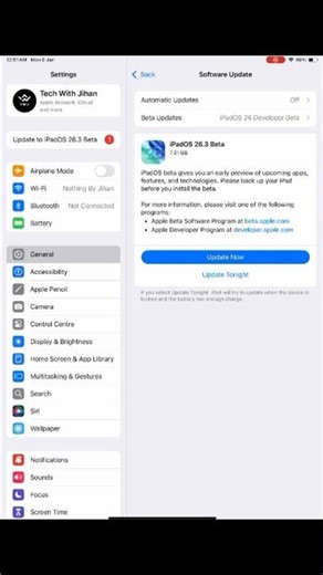 iPad OS 26.3 beta 1 update released