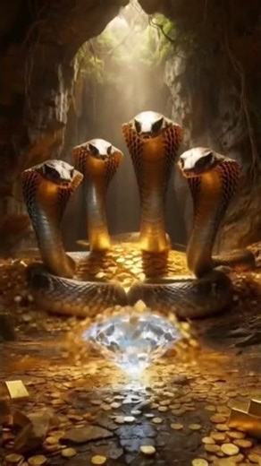 King Cobras Guarding a Hidden Treasure Cave🐍💎 #cobra #treaser #hiddentreasurecoins #cobras #shorts