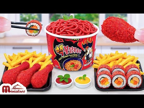 😊 So Delicious Mini Fried Chicken With Korean Spicy Noodles & French Fries | ASMR Cooking Mini Food