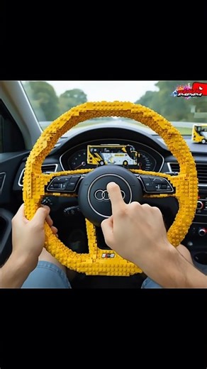 ASMR 📍Audi car steering wheel made of yellow lego Bricks