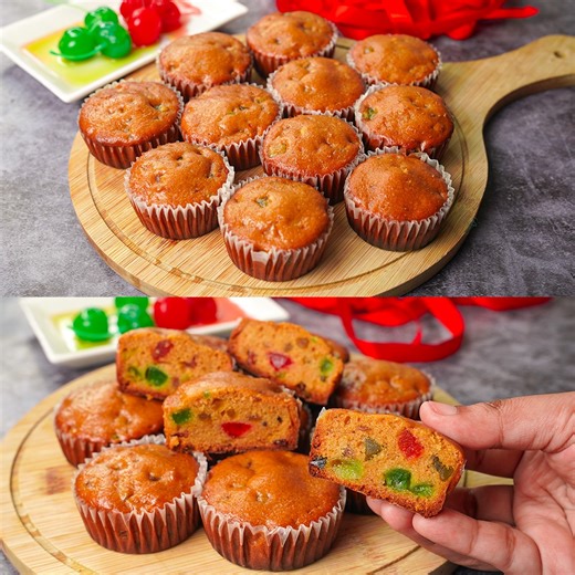 Christmas Fruit Cup Cakes | Plum Cup Cake Recipe | Eggless & Without Oven | Yummy Recipes