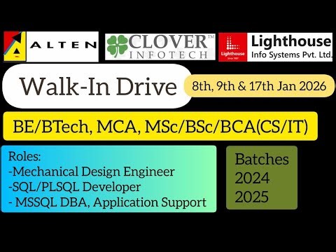 🔥Walk-In Drive Alert | Mechanical Design Engineer | SQL Developer | Application support Role Hiring