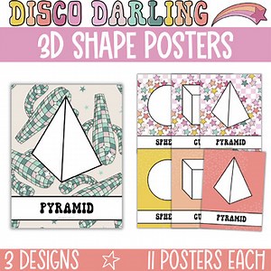 Retro Shape Posters / Disco 3D Shape Posters Display / Geometry Math Posters