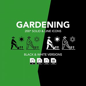 Gardening Icons Bundle, Outline & Solid (ai, Eps, Png, Svg) - Etsy UK