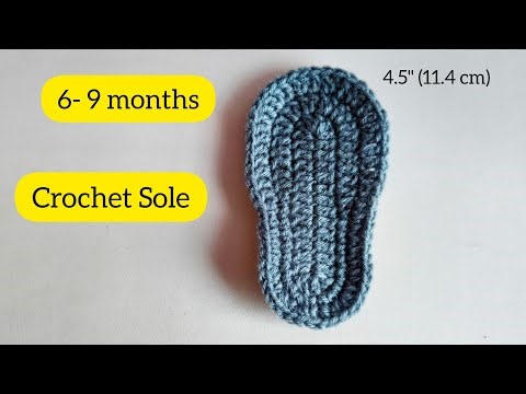 How to crochet baby bootie sole for 6-9 months easy tutorial