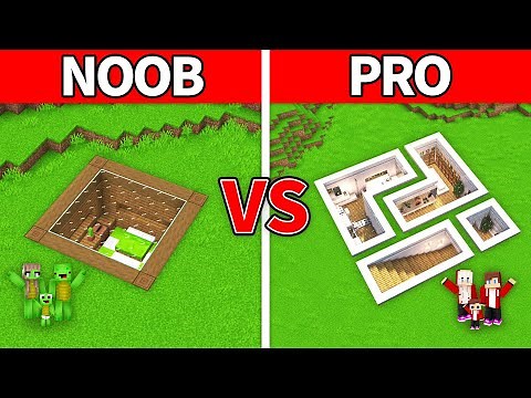 Mikey Family & JJ Family - NOOB vs PRO : Underground House Build Challenge in Minecraft (Maizen)