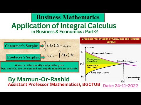 Application of Integral calculus in business and economics: Part-2 | Consumer's Surplus (CS) & (PS)